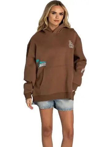 THE WILD COLLECTIVE Los Angeles Dodgers Oversized Hoodie - Brown