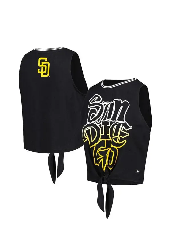 THE WILD COLLECTIVE San Diego Padres Twisted Tie Front Tank Top - Black