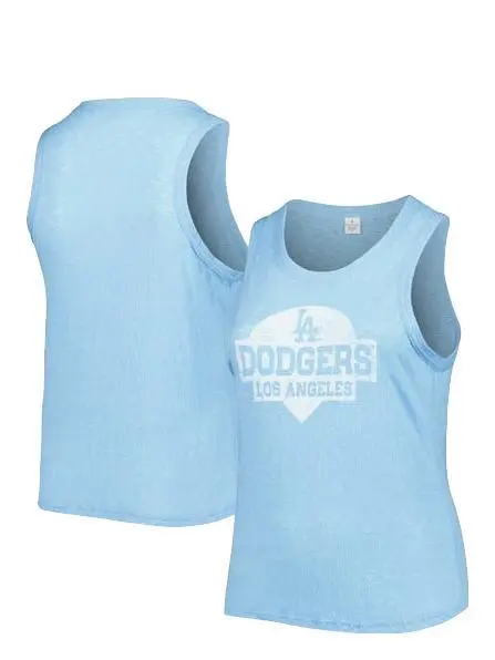 SOFT AS A GRAPE Los Angeles Dodgers High Neck Tri-blend Tank Top - Royal