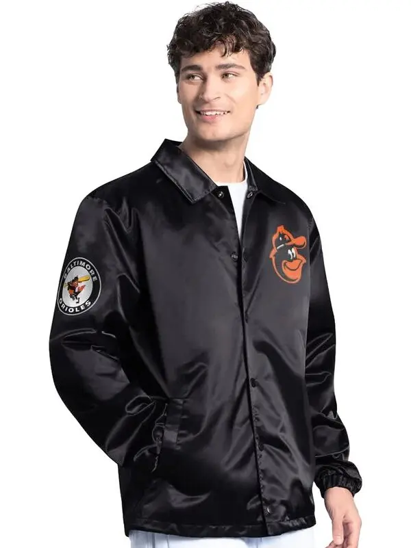 STARTER Baltimore Orioles Cooperstown Collection Coaches Jacket By - Black
