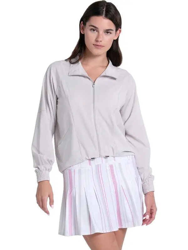 Lucky In Love Ultra Lightweight Zip-up Jacket With High-low Hem - Birch