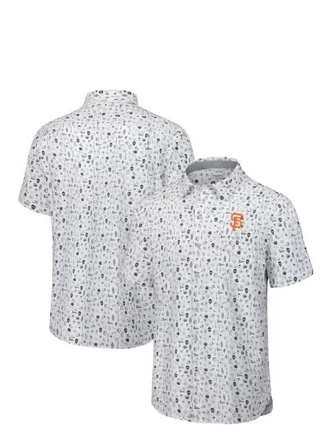 Tommy Bahama San Francisco Giants Nova Wave Riptide Rally Camp Button-up Short Sleeve Shirt - Gray