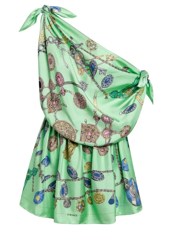 Versace Twill Mini Dress With Printed Design - Multicolor