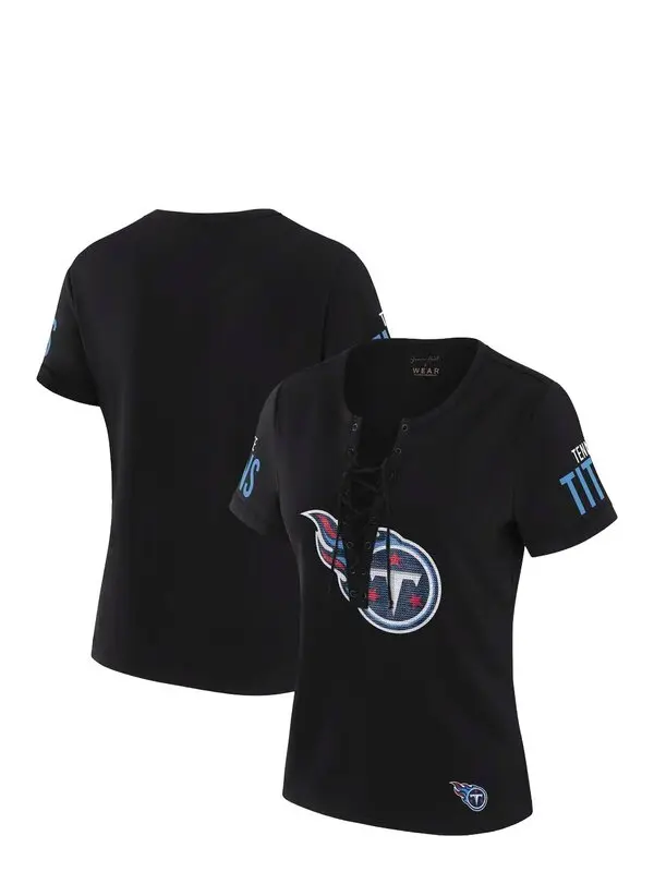 WEAR BY ERIN ANDREWS X Gracie Hunt Tennessee Titans Embellished Lace-up T-shirt - Black