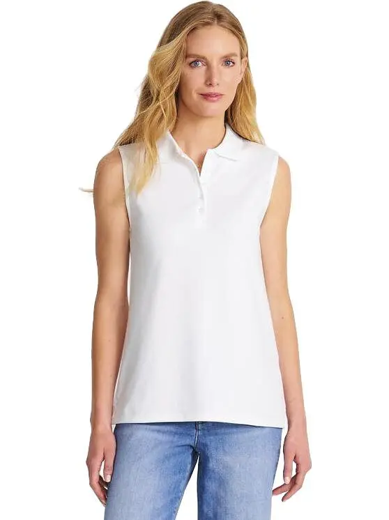 LANDS' END Supima Cotton Sleeveless Polo Shirt - White
