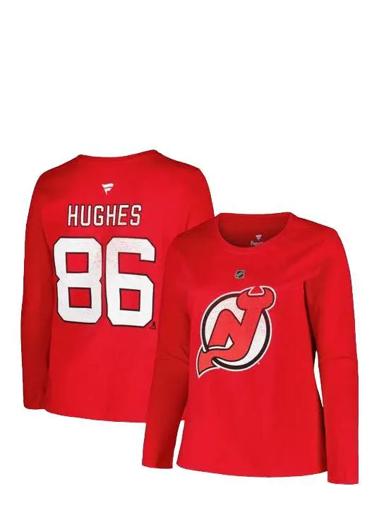 Profile Jack Hughes New Jersey Devils Long Sleeve T-shirt - Red