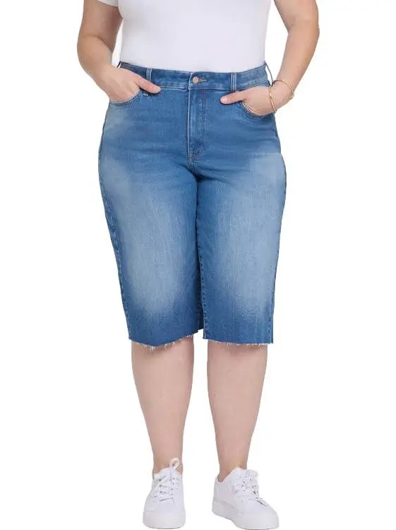 NYDJ Kristie Bermuda Shorts With Raw Edge Hem - Pacifica