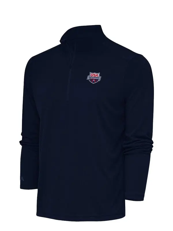 ANTIGUA Usa Swimming Tribute Quarter-zip Pullover Top - Navy