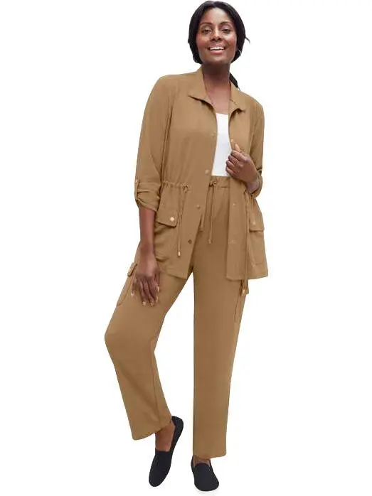 JESSICA LONDON Stretch Knit Cargo Set - Brown Maple