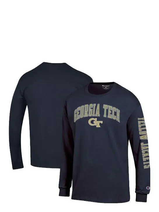 Champion Georgia Tech Yellow Jackets Arch Over Logo 2-hit Long Sleeve T-shirt - Navy