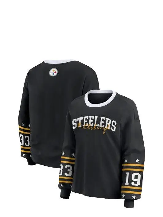 WEAR BY ERIN ANDREWS Pittsburgh Steelers Sport Long-sleeve T-shirt - Black