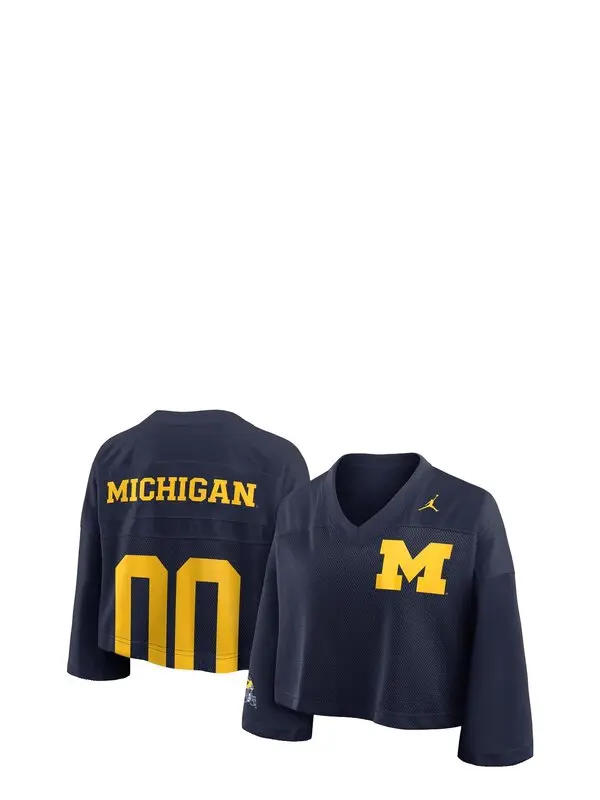 JORDAN BRAND Michigan Wolverines Cropped Mesh Fashion Jersey - Navy