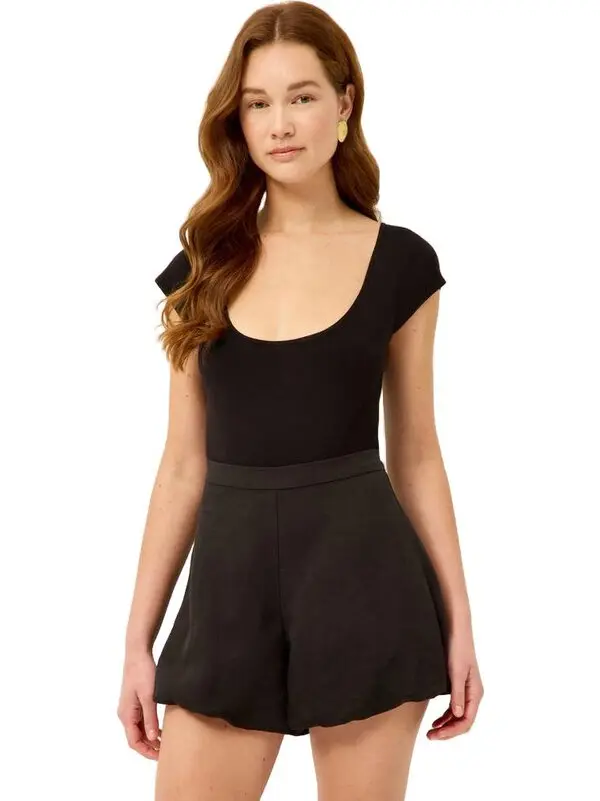 MARIE OLIVER Roxy High-rise Bubble Hem Shorts - Black