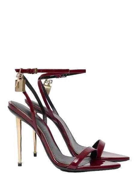 TOM FORD Padlock Pointy Toe Ankle Strap Sandal - Ruby Red