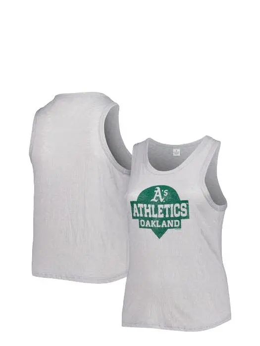 SOFT AS A GRAPE Oakland Athletics High Neck Tri-blend Tank Top - Gray