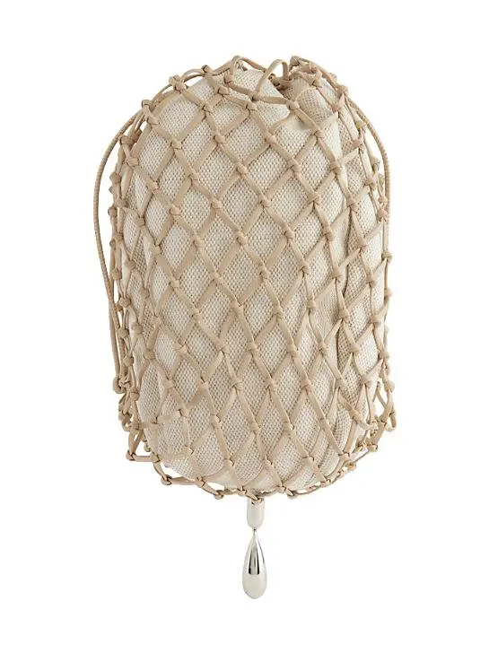 Savette Macrame Leather Pouch - Bone