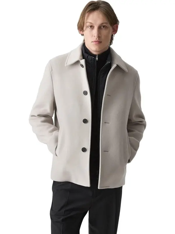 Theory Peacoat In Plush Melton Wool - Alabaster