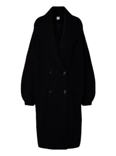 TOTEME Wool-blend Shawl Collar Double-breasted Cardigan - Black