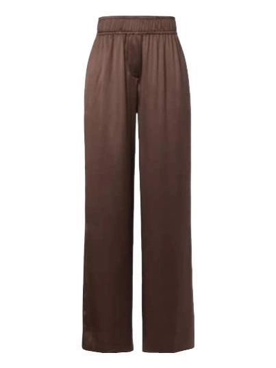 Brunello Cucinelli Silk-blend Satin Wide-leg Pants - Brown