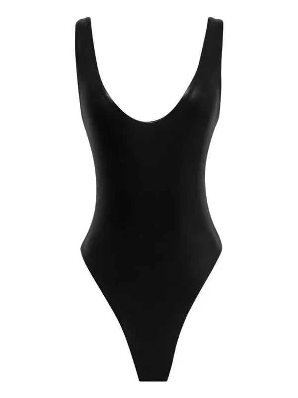 Saint Laurent Sleeveless Metallic Lamé Jersey Body - Black