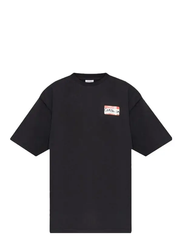 Vetements Name Tag Crewneck T-shirt - Black