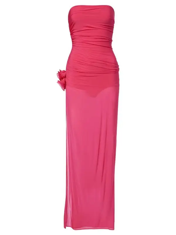 Magda Butrym Pleated Maxi Dress With Slit Hem - Red