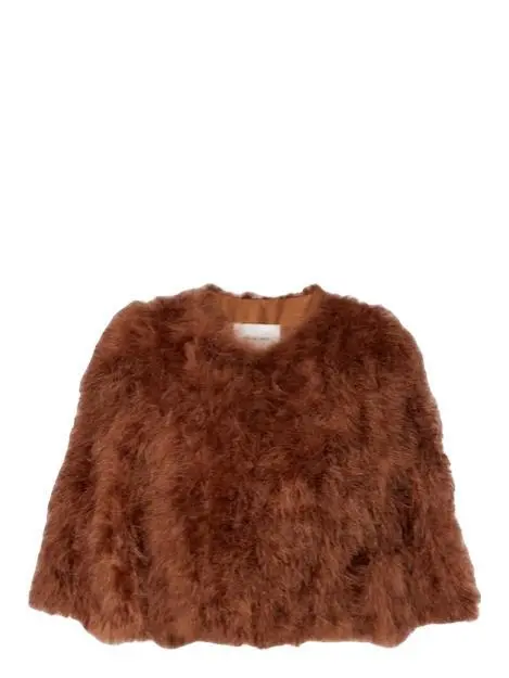 YVES SALOMON Short Feather Cape - Brown