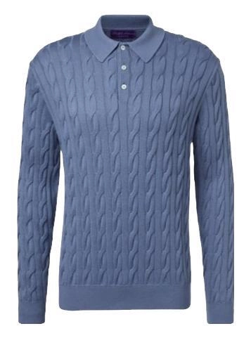 Ralph Lauren Purple Label Cable-knit Cotton And Silk Polo Sweater - No