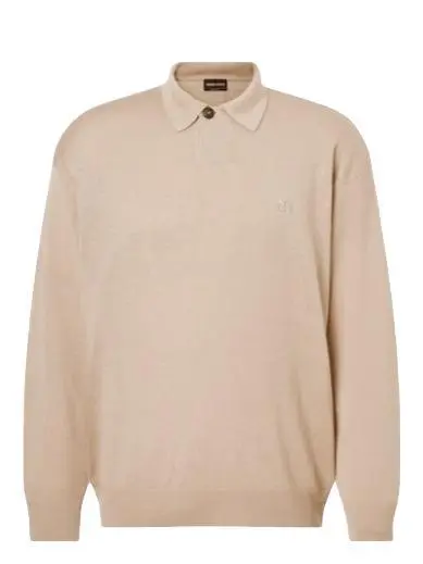 Giorgio Armani Classic Slim-fit Knit Polo Sweater - Nude