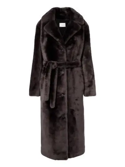 YVES SALOMON Shearling Coat With Belt - Black