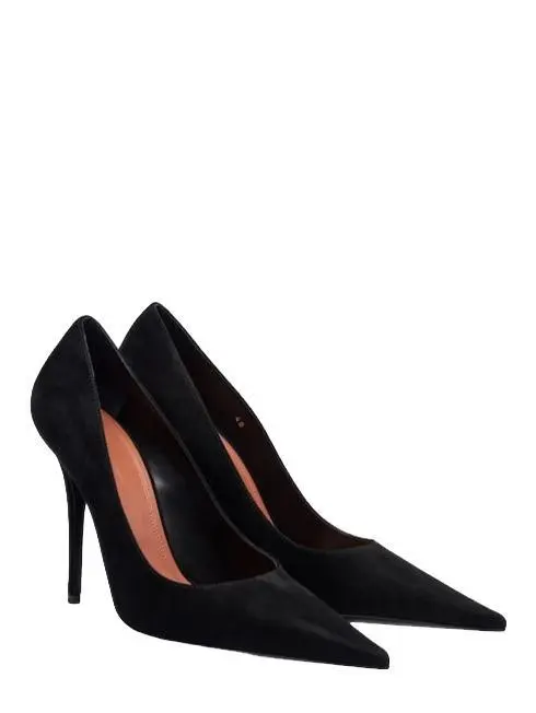 Amina Muaddi Suede Pumps With Stiletto Heels - Black