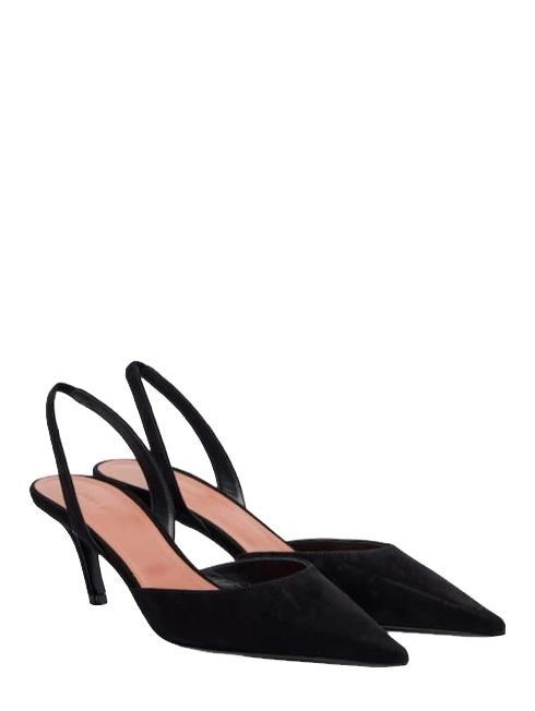 Amina Muaddi Solid-color Suede Slingback Pumps - Black