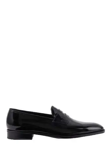 John Lobb Patent Leather Penny Loafers - Black