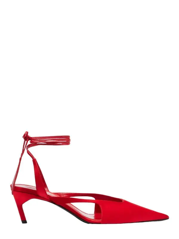 Attico Satin Pointed Toe Lace-up Sandals - Red
