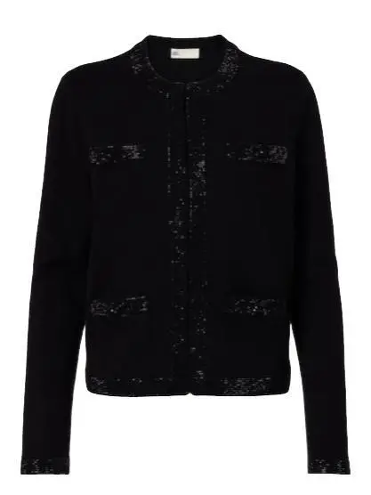 Tory Burch Embellished Wool-blend Cardigan - Black