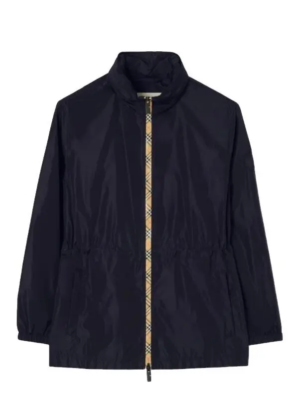 Burberry Short Nylon Parka With Knight Stamp - Navy