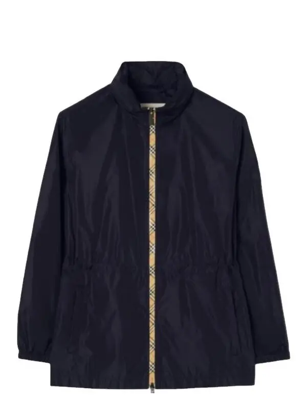 Burberry Short Nylon Parka With Knight Stamp - Navy