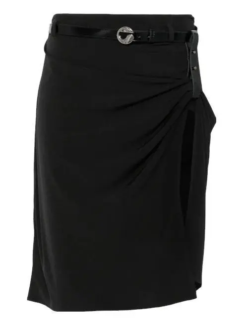 Coperni Belted Ruched Midi Skirt - Black