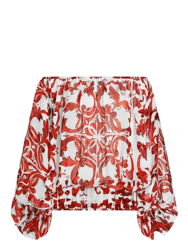 Dolce & Gabbana Majolica Print Poplin Top - Multicolor