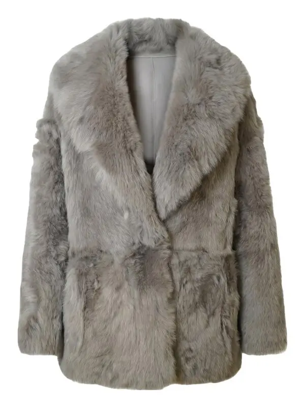 BLANCHA Shearling Shawl-lapel Jacket - Gray