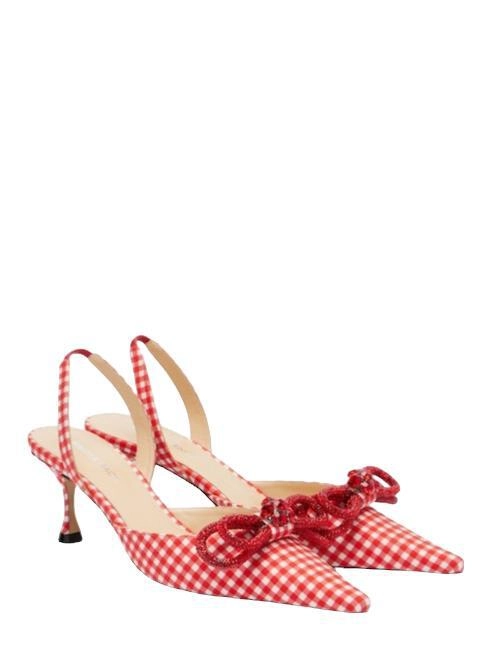 MACHMACH Double Bow Gingham Slingback Pumps - Red
