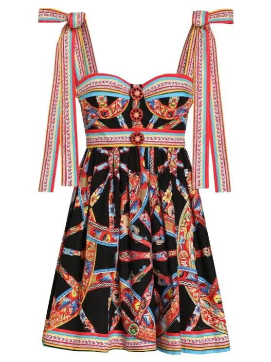 Dolce & Gabbana Carretto-printed Poplin Dress - Multicolor