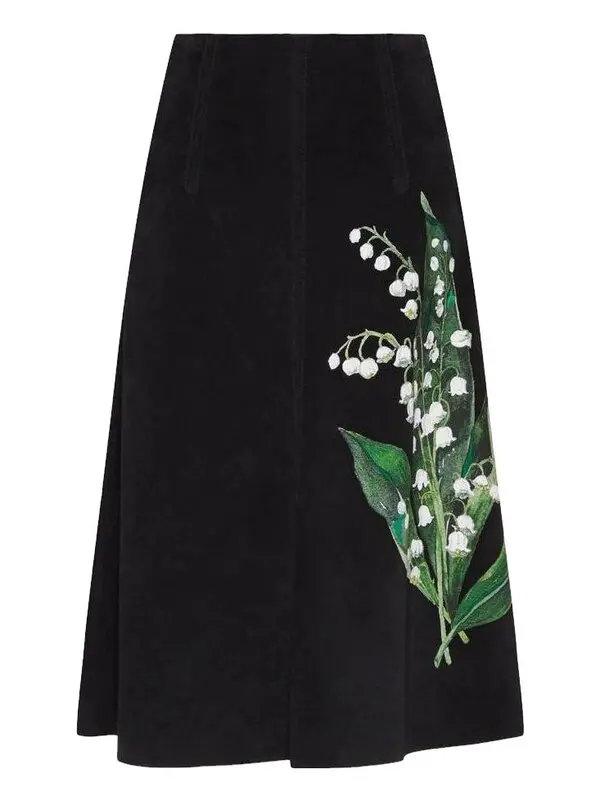 Red Valentino A-line May Lily Embroidered Skirt - Black