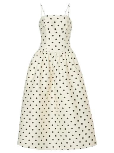 SELF-PORTRAIT Polka-dot Taffeta Corset Dress - White