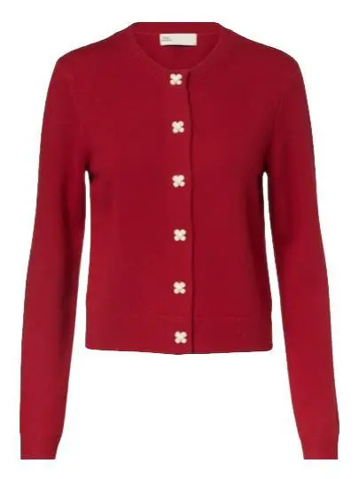 Tory Burch Cashmere Cardigan With Decorative Buttons - Red
