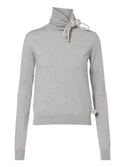 AREA Embellished Cotton And Cashmere Turtleneck Sweater - Gray
