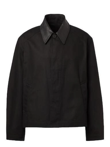 Studio Nicholson X Aaron Levine Dover Cotton Jacket With Leather Collar - Black