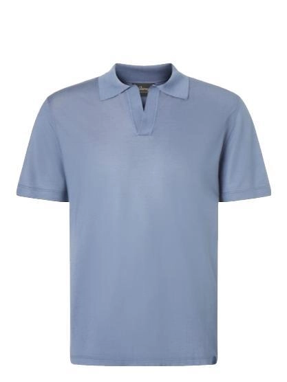 Brioni Minimalist V-neck Polo Shirt - Blue