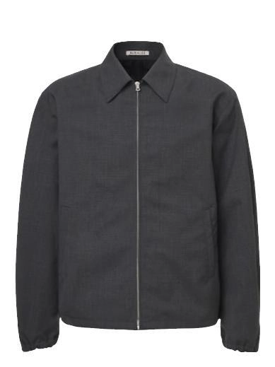 Auralee Relaxed Fit Zip-up Blouson Jacket In Bonded Wool - No