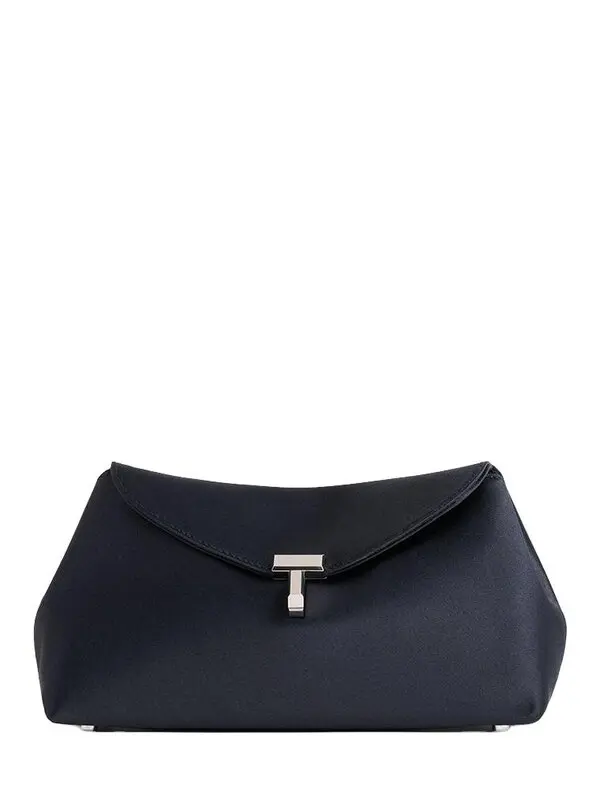 TOTEME Mini T-lock Clutch In Satin - Navy